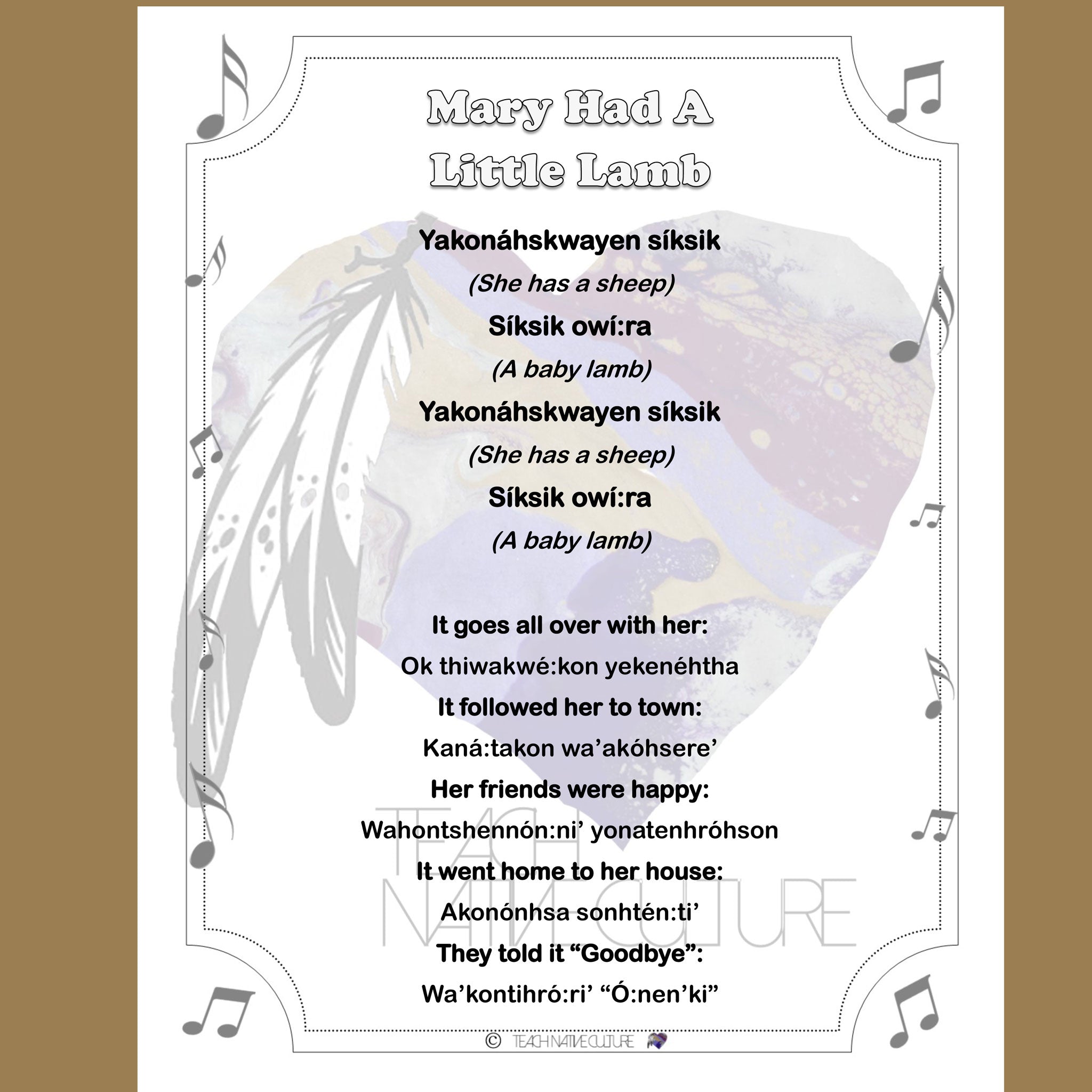 Mary Had A Little Lamb – Teach Native Culture